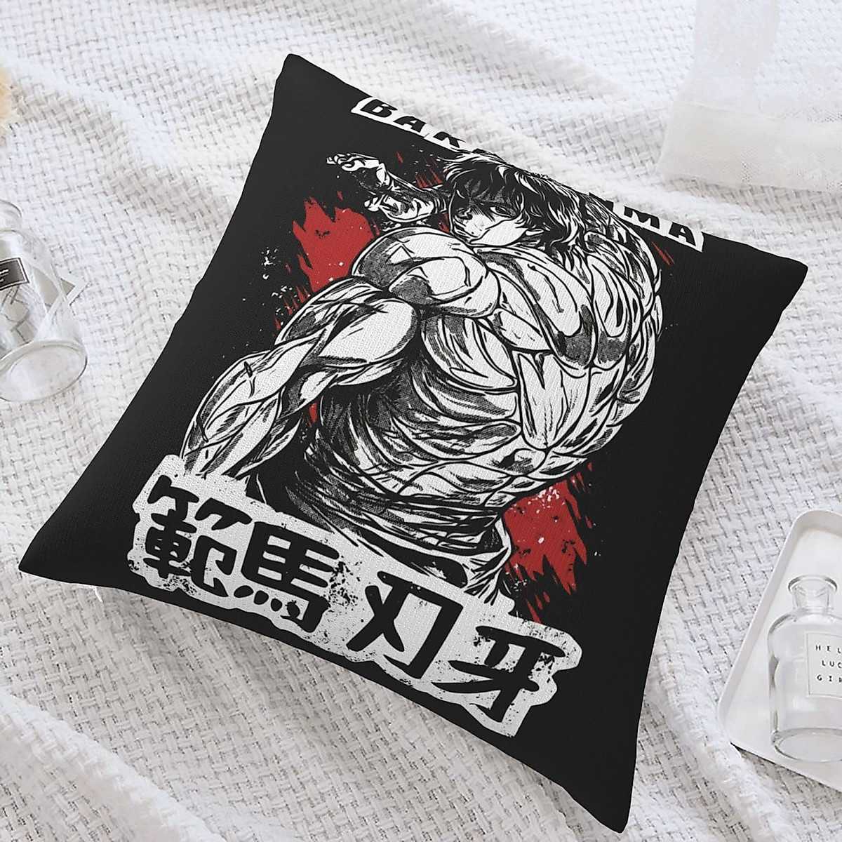 Flokoo Anime Baki The Grappler Baki Hanma Throw Pillow Cases Dorm Decor for Bedroom Living Room 18x18 Inch