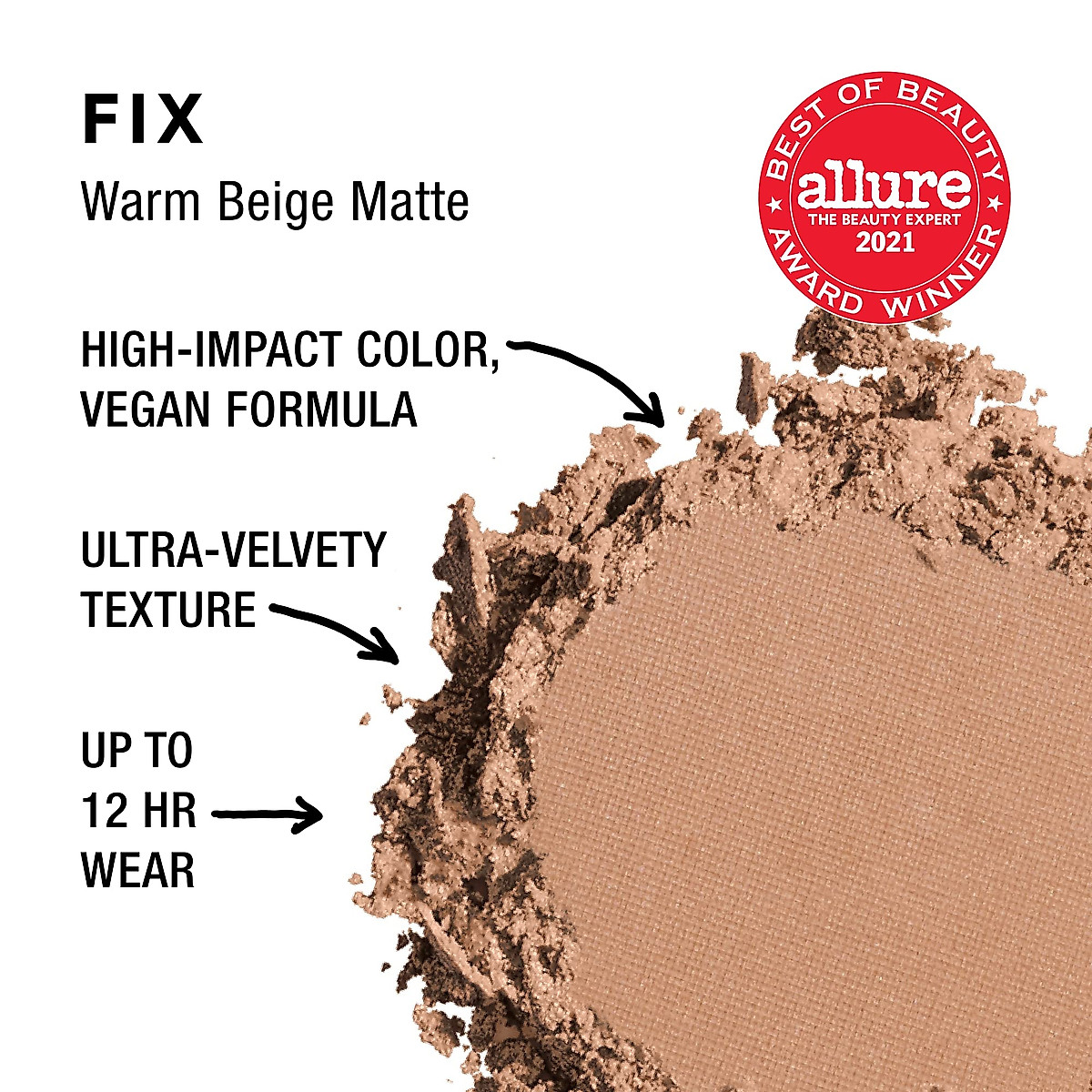 URBAN DECAY 24/7 Longwear Eyeshadow Single (Fix - Warm Beige Matte), High-Pigment Eye Shadow Compact, Smooth & Blendable Colors, Crease-free, Vegan - 0.06 oz