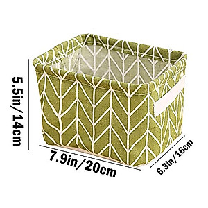 Tamicy Mini Storage Basket（Pack of 5）- Blend Storage Bins for Makeup, Book, Baby Toy,8x6x5.5 inch Home Decor Canvas Organizers Bag 8x6.3x5.1 inch