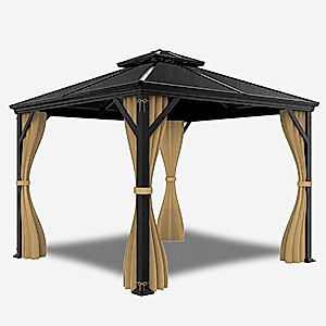 PROTUNE OUTDOORS 12-ft x 12-ft Gazebo Curtains,Privacy Sidewall Set 4-Panel Universal Replacement Shade Curtains Set,Protecting Side Walls (Only Curtain)-Khaki