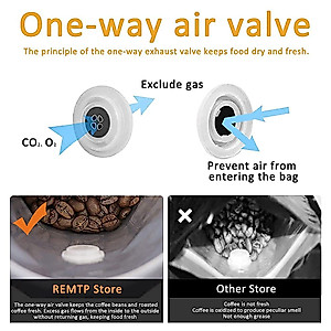 REMTAP Coffee Bags with Valve(50 pcs,16 oz/1 lb) Black High Barrier Aluminum Foil Flat Bottom Standing Empty Coffee Beans Storage Bag,Reusable Heat Sealable Side Zipper Pouches for Home or Store