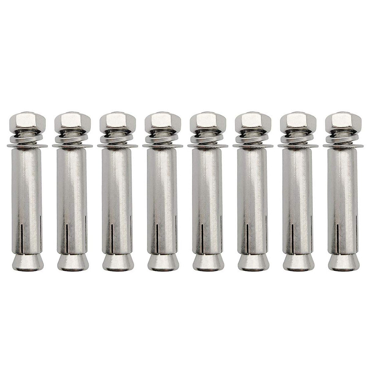 Sipery Expansion Bolts, 304 Stainless Steel External Hex Nut Expansion Screw Bolts Sleeve Anchor M8x60mm 8Pcs