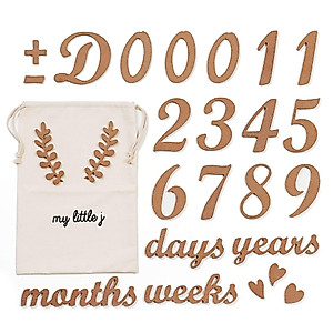 MY LITTLE J Wooden Milestone Newborn Baby Announcement Monthly Sign (1 Set of 25 Markers)