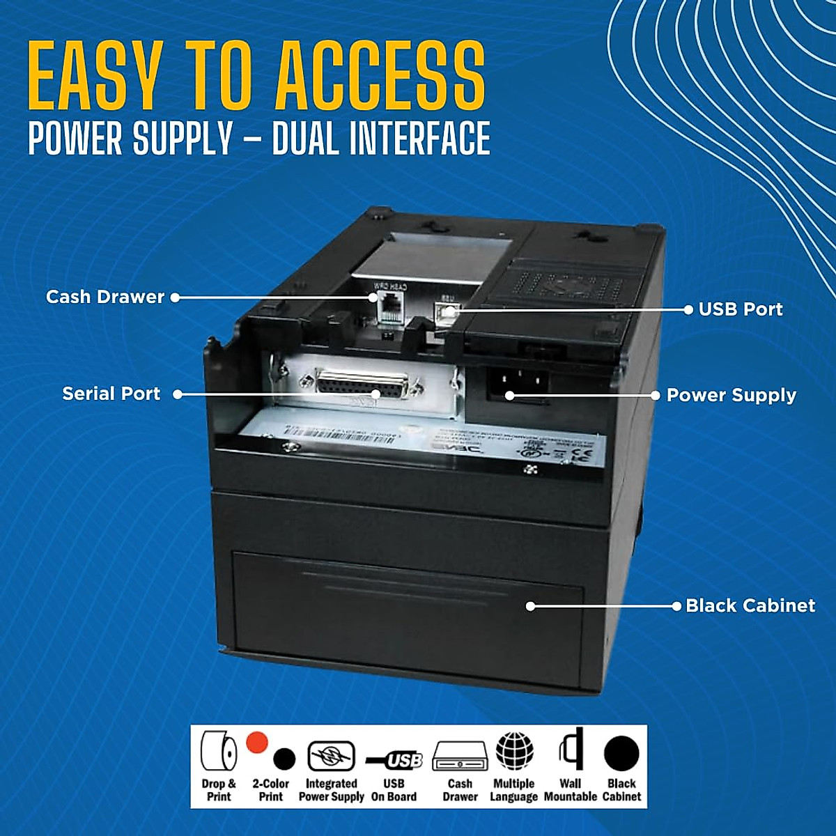 SNBC BTP-M300D Impact USB and Serial Port POS Receipt Printer Black 132084 Manual Cutter