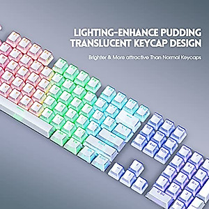 Pudding Keycaps-RisoPhy Double Shot PBT Keycap Set for Mechanical Keyboard,OEM Profile with Keycap Puller,Compatible with 104 Keys Full Size,80%,75%,60% Percent Keyboard-Crystal