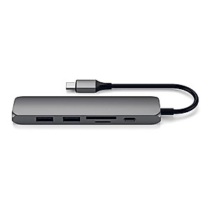 Satechi USB C Hub Multiport Adapter Slim V2, USB C Docking Station with 4K HDMI, 60W USB C PD Charging, 2 USB-A, Micro/SD Card Readers, for MacBook Pro/Air M1 M2 M3, Windows - Space Gray