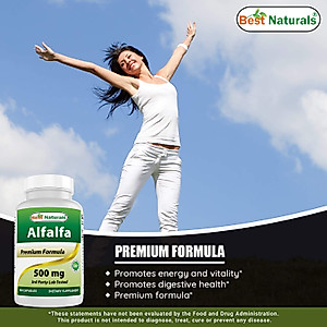 Best Naturals Alfalfa Green Super Food 500 mg 180 Capsules (180 Count (Pack of 1))