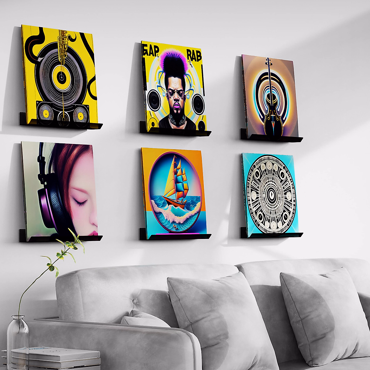 MyLifeUNIT 6-Pack Vinyl Record Wall Mount & LP Display