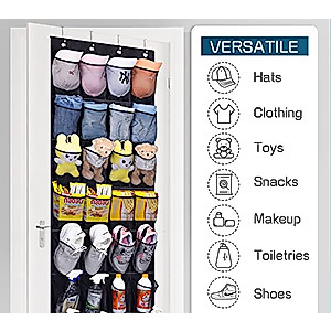 AOODA 28 Mesh Large Pockets Over The Door Shoe Organizer, Hanging Shoe Organizer for Closet Door Shoe Rack Hanger Holder, Black