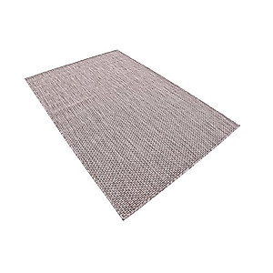 Unique Loom Collection Casual Transitional Solid Heathered Indoor/Outdoor Flatweave Area Rug, Rectangular 4' 0" x 6' 0", Beige