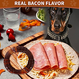 Forfunyou Chew Toys for Aggressive Chewers, Indestructible Dog Toys for Large Dogs, Dog Toys for Medium Large Breed Dogs 1-Pack Bacon Flavored Tough Dog Bones Gift for Dogs（Round