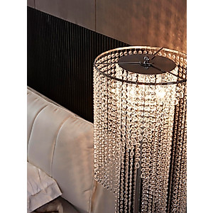 Surpars House Crystal Floor Lamp, Elegant Rain Lamp, Modern Lava Lamp for Living Room, Bedroom, Girls Room, Silver Chrome