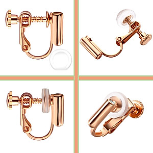 Hicarer 10 Pairs Clip on Earring Converter Non Pierced Earrings Components with Post for Non-Pierced Ears, with 12 Pairs Comfort Earring Pads for Women