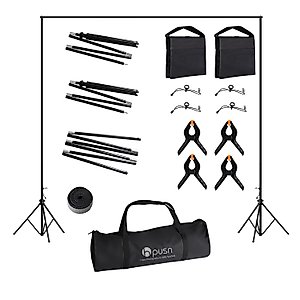 HPUSN Photography Studio Backdrop Stand, 10 Inch Backdrop Stand Kit with 4 Backdrop Clips, 2 Sandbags and Carrying Bag, Suitable for Wedding/Party/Stage Decoration/Photography