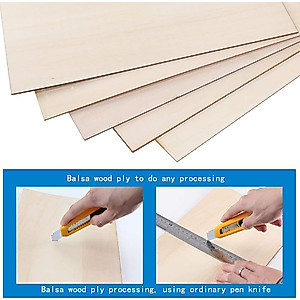 FOGAWA 5Pcs Balsa Wood Sheets 1/16 x12x8 Inch Plywood Sheets Unpainted Thin Natural Unfinished Wood Hobby Wood Board for Making Mini House Airplane Ship Boat DIY Model