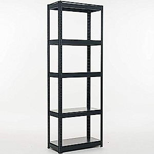 Lomani 5-Shelf Adjustable Utility Shelving Unit, 5-Tier Storage Shelf, Book Shelf, Kitchen Utility Organizer Shelf-BK