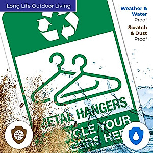 Metal Hangers Recycle Your Hangers Here Sign, 10x7 Inches, 4 Mil Vinyl Decal Stickers Weather Resistant, Made in USA by Sigo Signs