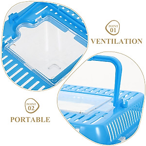 Clear Case 1pc Reptile Feeding Terrarium Pet Portable Small Reptile Cage Fish Tank Handheld Small Pet Box Transparent Tortoise Tank Breeding Case(Random Color) Containers with Lids