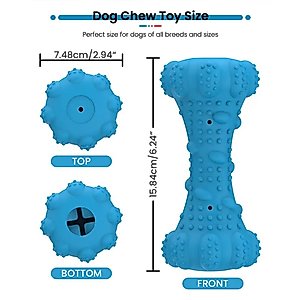 2 in 1 Premium Dog Toy, Dog Toys for Aggressive chewers, Combinated Food Dispenser and Speaker Function, Unique Design, Easy to Chew; 100% Safe Natural Rubber; for All Breed and Species