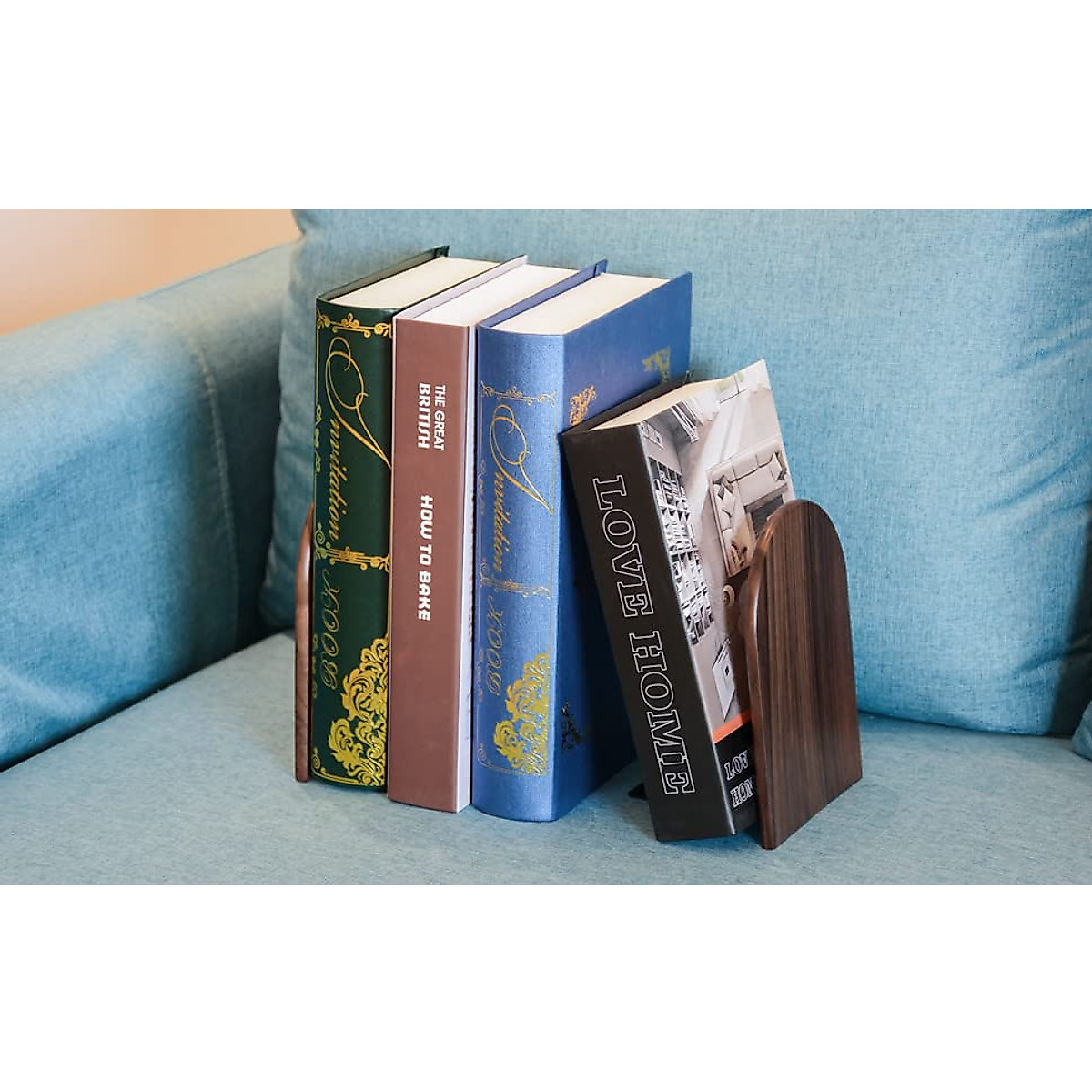 Large Bookend Hold Heavy Books- 7x4x5in Wood Bookends for Heavy Books Heavy Duty Walnut Book Ends for Men Wood Bookends for Office Desk Non-Skid