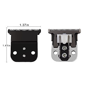 Professional SlimLine Pro Li Trimmer Replacement Blade Comfort Edge T-Blade Set Compatible with Andis Outliner Trimmer #32105 D-7 D-8,Ceramic blade + Sliver Steel Blade （Black)