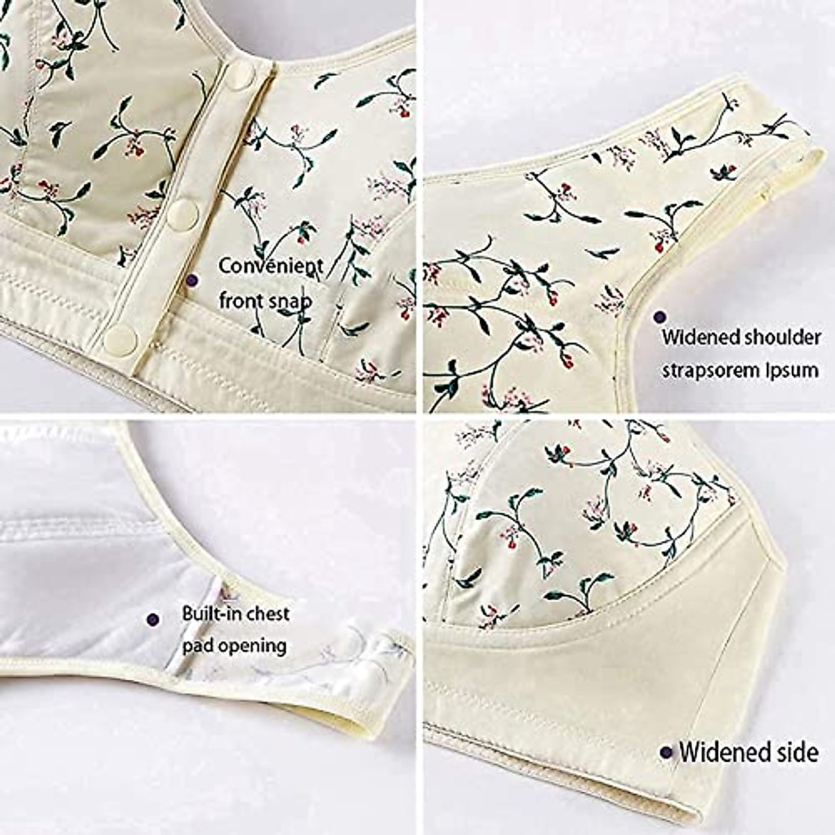 KHDFID Front Button Bra, Convenient Front Button Bra,Front Closure Sports Bras Women Cotton Ultra Soft Cup,Everyday Sleep Bras,Front Closure Cotton Sports Bras for Women Girls (Beige,38)