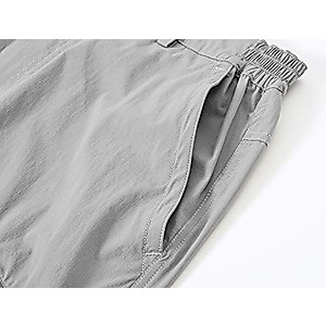 BASUDAM Men's Cargo Hiking Shorts Stretch Quick Dry Lightweight Work Shorts 6 Pockets for Camping Travel Light Grey 36