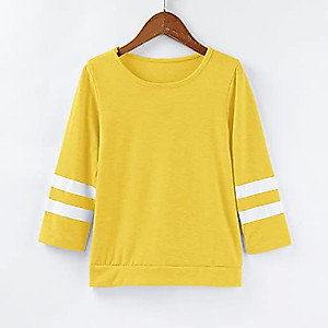 Kids Boys Girls Spring Fall Cotton Fleece Pullover Cotton Basic Round Neck Solid Sweatshirt Tee Shirt 1-Year-Old Pullover Yellow