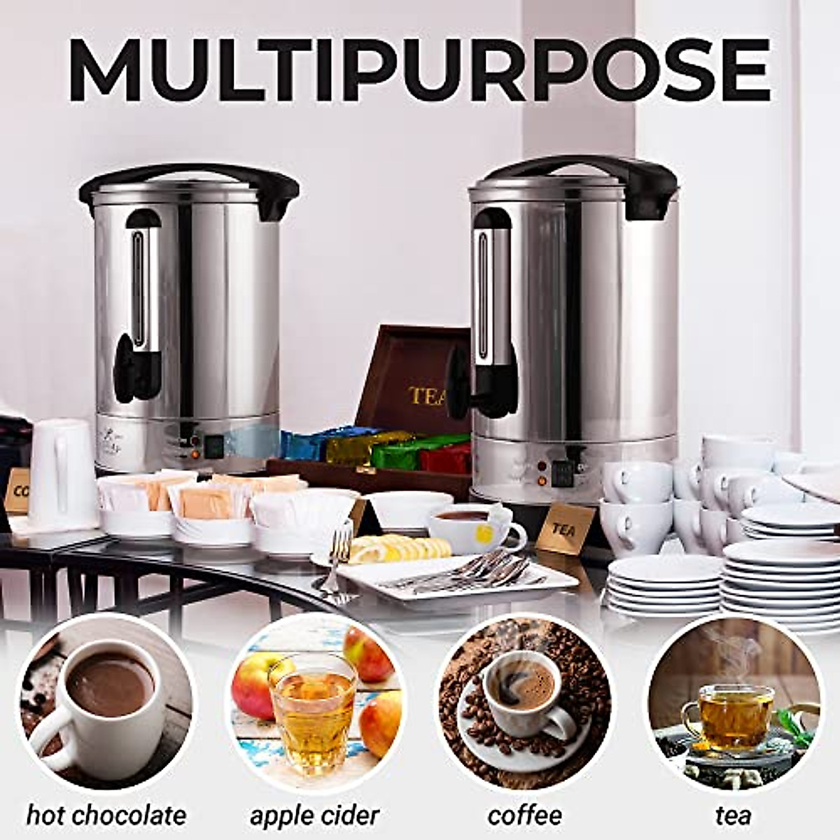 Zulay Premium 100 Cup Commercial Coffee Urn - Stainless Steel Large Coffee Dispenser For Quick Brewing - Automatic Hot Water Dispenser - Ideal for Large Crowds - Coffee Dispenser For Any Occasion