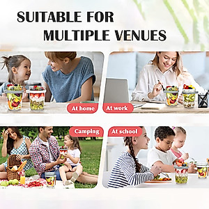 Stoto Overnight Oats Jars，Vegetable and fruit Salad Storage，Overnight Oats Container with Lid and Spoon (Grey)