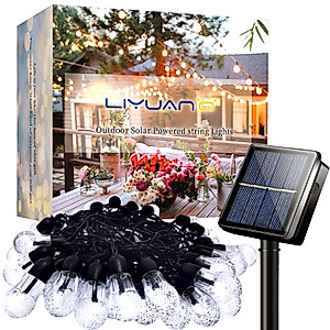 LiyuanQ Solar Outdoor String Lights Crystal Globe Light String Solar Powered Patio Lights with 8 Lighting Modes Waterproof Lights for Deck Backyard Garden Balcony Porch Wedding Party