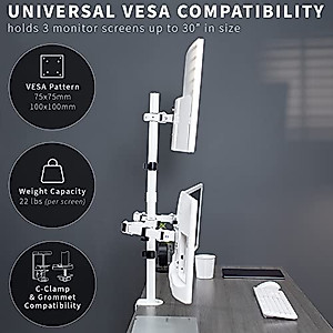 VIVO Triple LCD Monitor Desk Mount Stand Heavy Duty and Fully Adjustable, 3 Screens up to 30 inches, White STAND-V003TW
