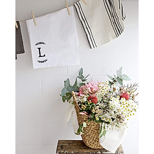 The Cotton & Canvas Co. Personalized Single Monogram Initial L Soft Absorbent Kitchen Tea Towel, Flour Sack Towel, Dish Cloth