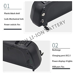 FREEDOH Ebike Battery 36V 48V 52V Lithium Ion Battery E-Bike Battery 36 Volt 48 Volt Waterproof Li-ion Battery with Charger and BMS Protection Board,36v,12AH