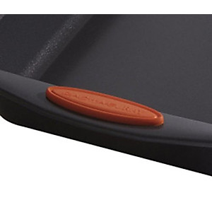 Rachael Ray 55673 Nonstick Bakeware Set with Grips includes Nonstick Bread Pan, Baking Pans and Cake Pans - 5 Piece, Gray with Orange Grips