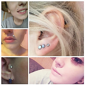 16G Lip Rings For Women Stainless Surgical Steel Labret Jewelry Monroe Lip Ring Medusa Piercing Jewelry Tragus Helix Cartilage Forward Earring Piercing Jewelry For Women CZ 3MM Opal Silver 10MM