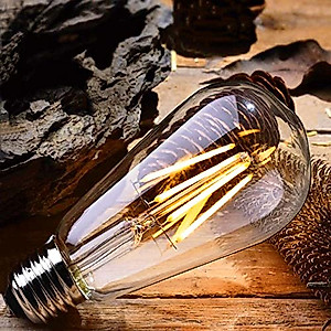 WIHTU Dimmable Vintage LED Edison Bulbs, 8W Equivalent 100W, ST64 Antique LED Filament Bulbs, LED Light Bulbs with 95+ CRI, Warm White 2700K, 1200lumens, E26 Medium Base, Clear Glass, Pack of 4