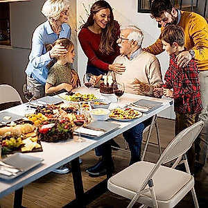 VINGLI Folding Chairs with Padded Seats, Metal Frame with Fabric Seat & Back, Capacity 350 lbs, Khaki, Set of 4