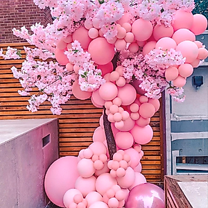 Freechase 154pcs Pink Party Latex Balloons of Different Sizes 18/12/10/5inch Pink Balloons with Pink Ribbon Balloon Chain for Birthday Gender Reveal Baby Shower Wedding Balloon Arch Kit Decorations