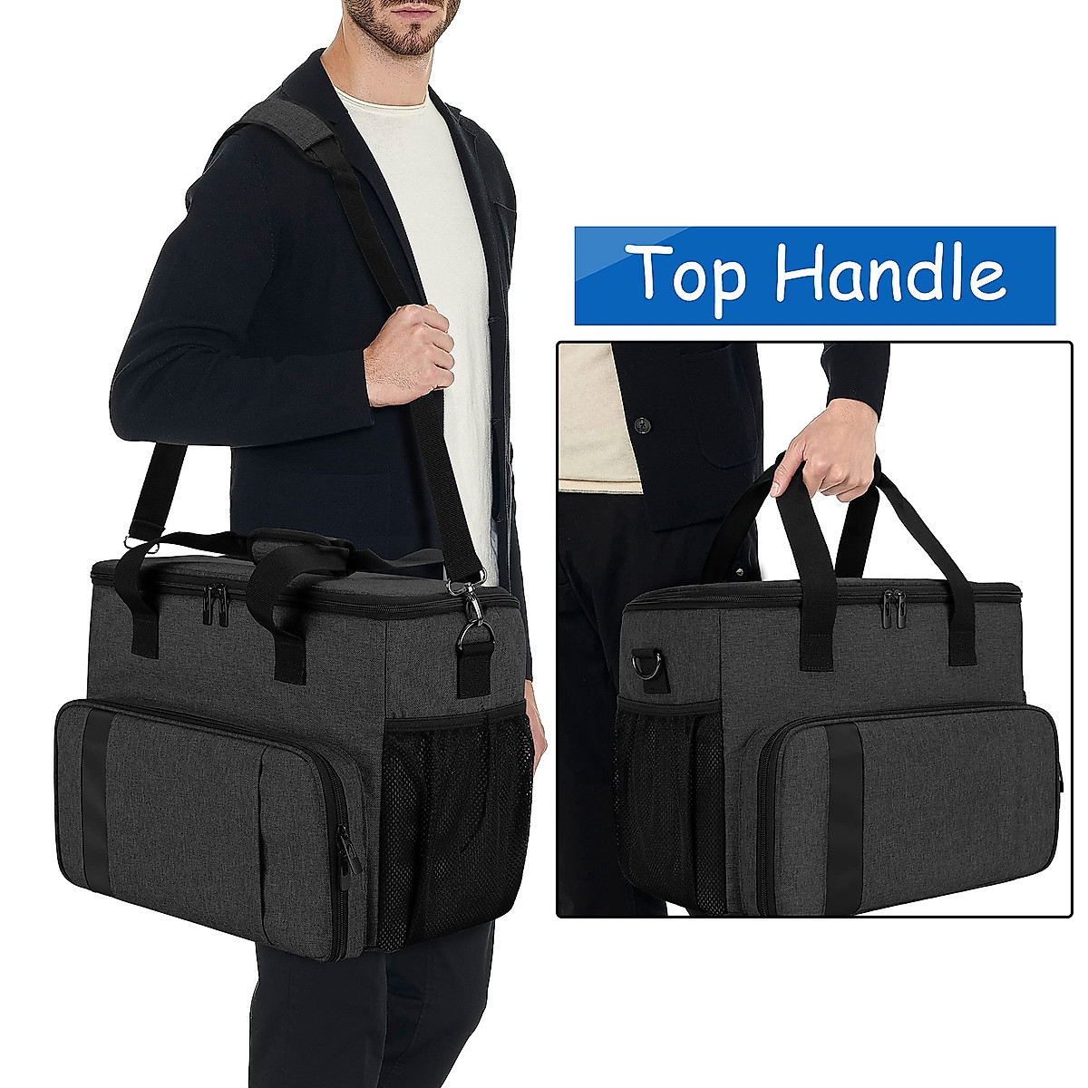 CURMIO Carrying Case Compatible for PS5, PS4, PS4 Pro, Xbox Series S, Xbox One/ One S/ One X and Xbox 360, Playstation 5 Storage Bag for Console and Gaming Accessories, Black (Bag Only)