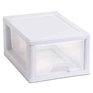 Sterilite 16 Quart Clear Plastic Stacking Storage Drawer Container Box (6 Pack) + 6 Quart Storage Drawer Container Box (6 Pack)