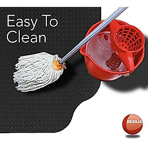 RESILIA - Large Under Grill Mat - Black Diamond Plate, 72 x 48 inches, 12-inch Splatter Protection Lip, for Outdoor Use