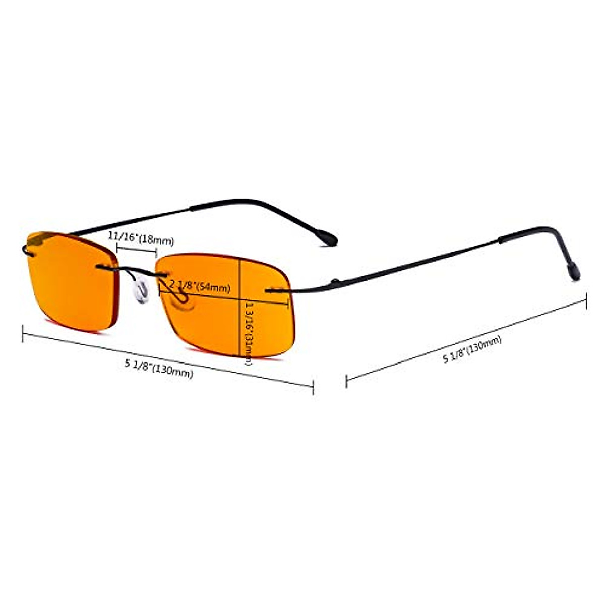 Eyekepper Computer Glasses - Blue light Blocking Reading Glasses with Orange Tinted Filter Lens for Nighttime - Rimless Anti Glare UV Rays Men Women Gunmetal,+1.75