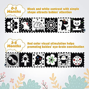 SYNARRY Baby Toys, High Contrast Baby Book for Newborn Toys 0-3 Months Baby Cloth Books 0-6 Months Black and White Books for Babies Tummy Time Toys for Babies 0-6 Months