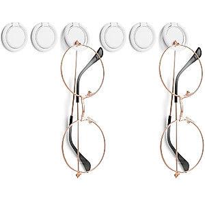 Ymapinc 6pcs Adhesive Eyeglasses Holder,180°Folding design,Sunglasses Holder Wall,Eyeglass Holder for Protective Eyewear,Sunglasses Organizer Wall Desk Car Office Home Workshop