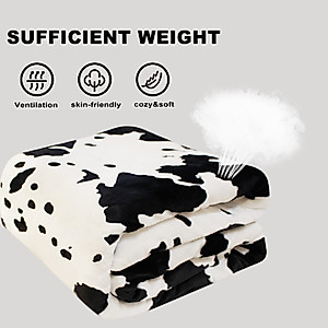 Cow Print Blanket Soft Fleece Flannel Lightweight Cozy Baby Blankets Warm Black and White Cow Throw Blanket Baby Seat Couch Bed Cow Bedding Baby Boys Girls Toddler Infant Newborn 40x50 inch
