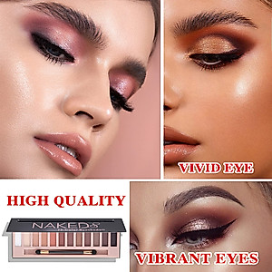 LZYLLS 12 Shades Nude Matte Eyeshadow Palette,Shimmer Naked Eyeshadow Palette,Eye Shadow Palette Natural Flash Waterproof Durable Smoked Professional Makeup Palette With Brush(Pearl)