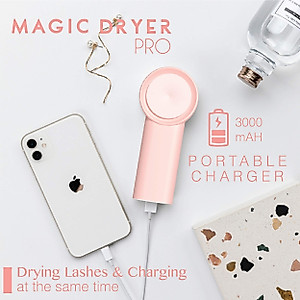 Lyon lash Portable USB Rechargeable Bladeless Mini Fan/Air Conditioning Blower/Handheld Cooling Dryer, Essential Eyelash Extension Supplies (Pink)