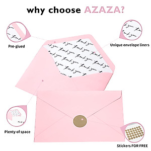 AZAZA Bridal Shower Thank You Cards with Envelopes, 100 Pack, Modern Minimalistic Design, 4x6 Inch, Pink