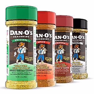 Dan-O's Seasoning Small 4 Bottle Combo | Original, Chipotle, Spicy, & Crunchy | 4 Pack (3.5 oz)